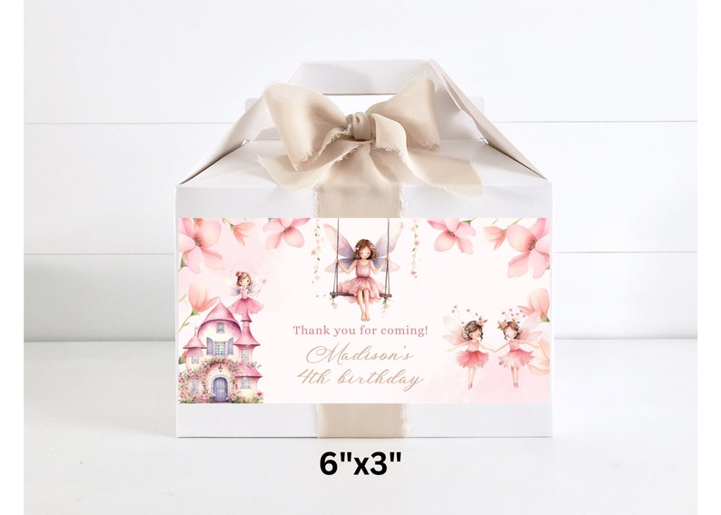 Editable Fairy Birthday Party Favor Box Label Printables Garden Floral ...