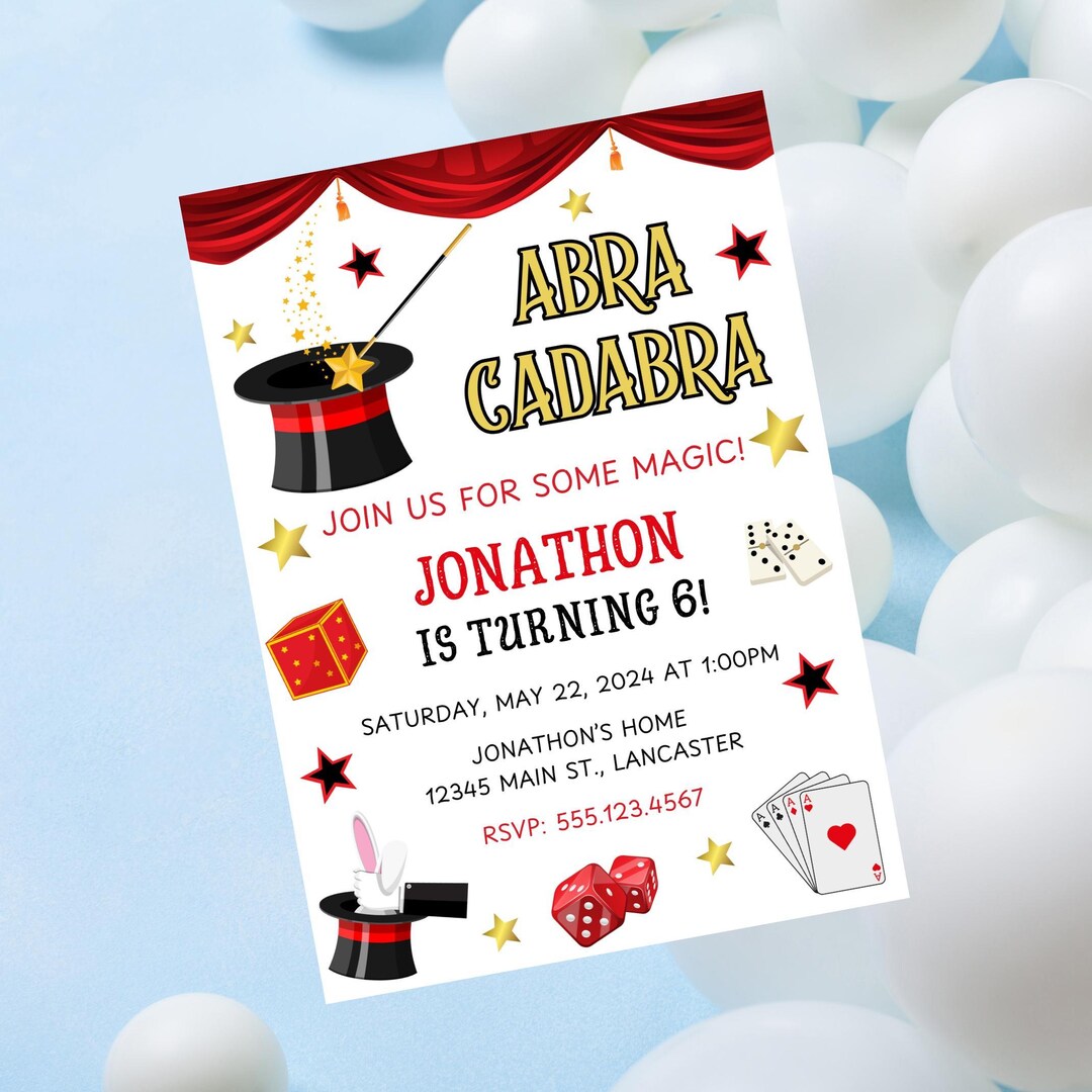 Editable Magic Birthday Invitation-magician Party Invite-magic Theme ...