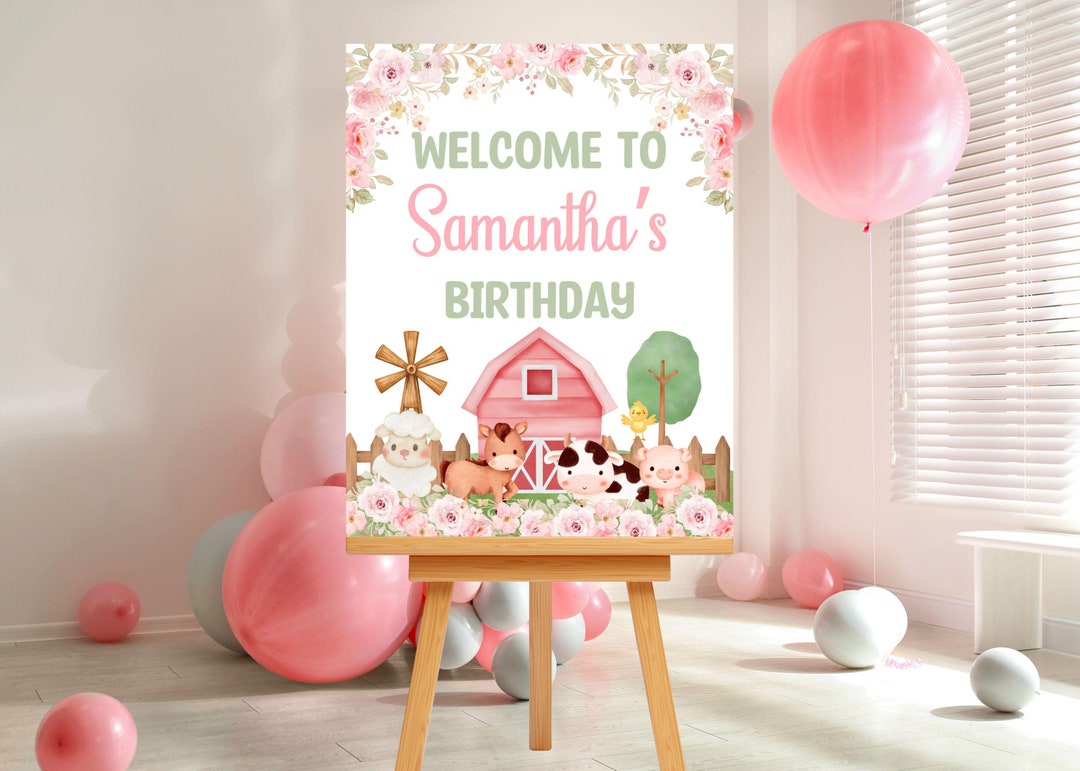 Editable Farm Birthday Welcome Sign-barn Animal Welcome Poster-farm ...