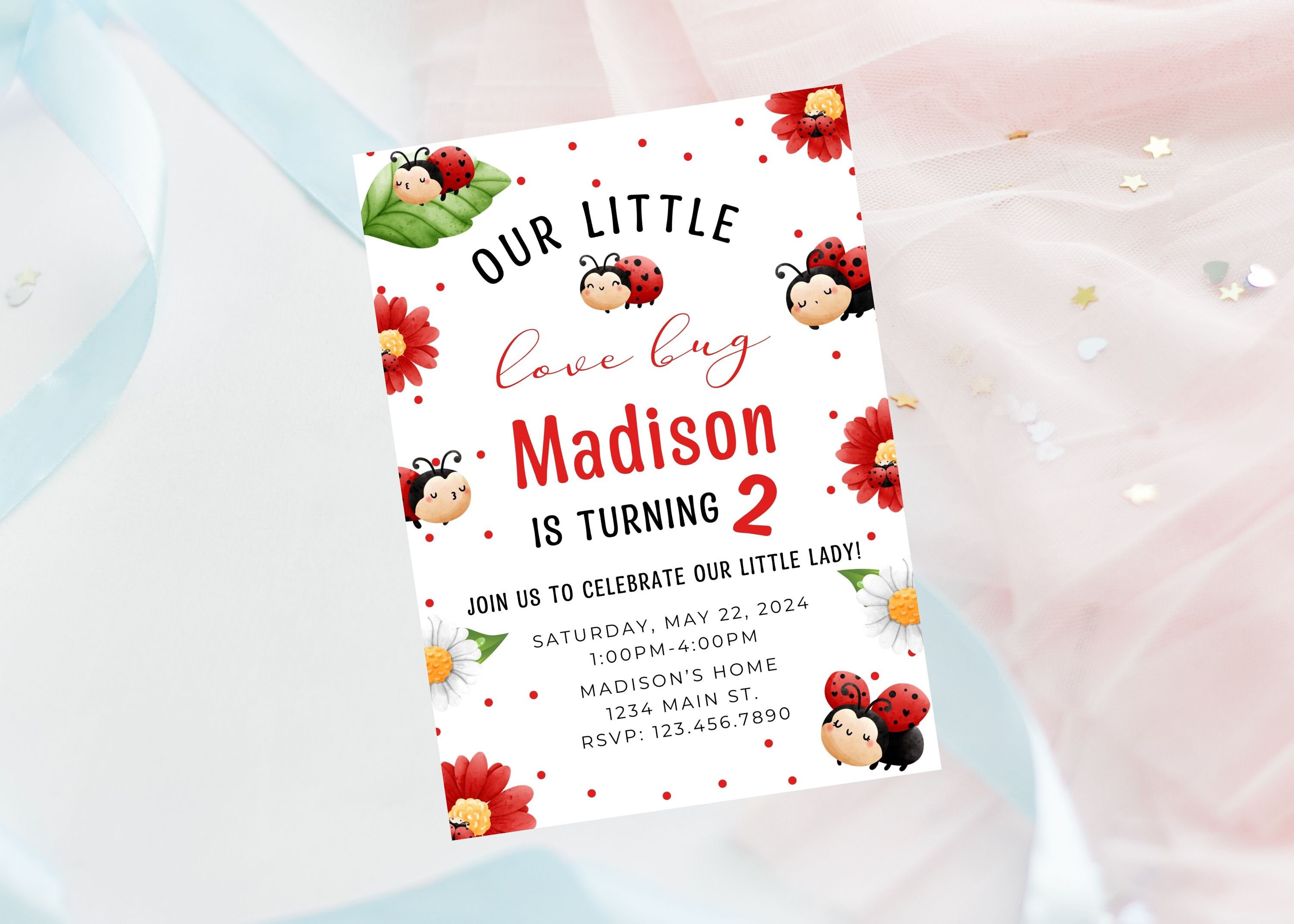Editable Ladybug Birthday Invitation Template-our Little Ladybug ...