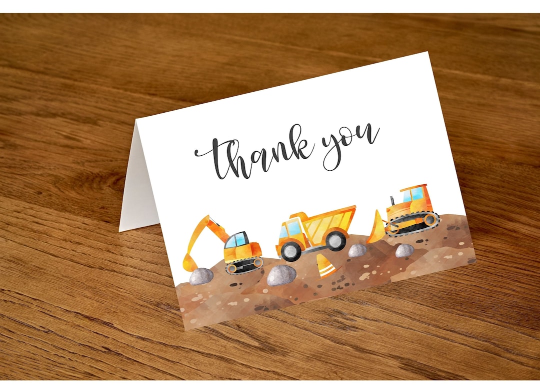Construction Thank You Card-printable Construction Thank You Card ...