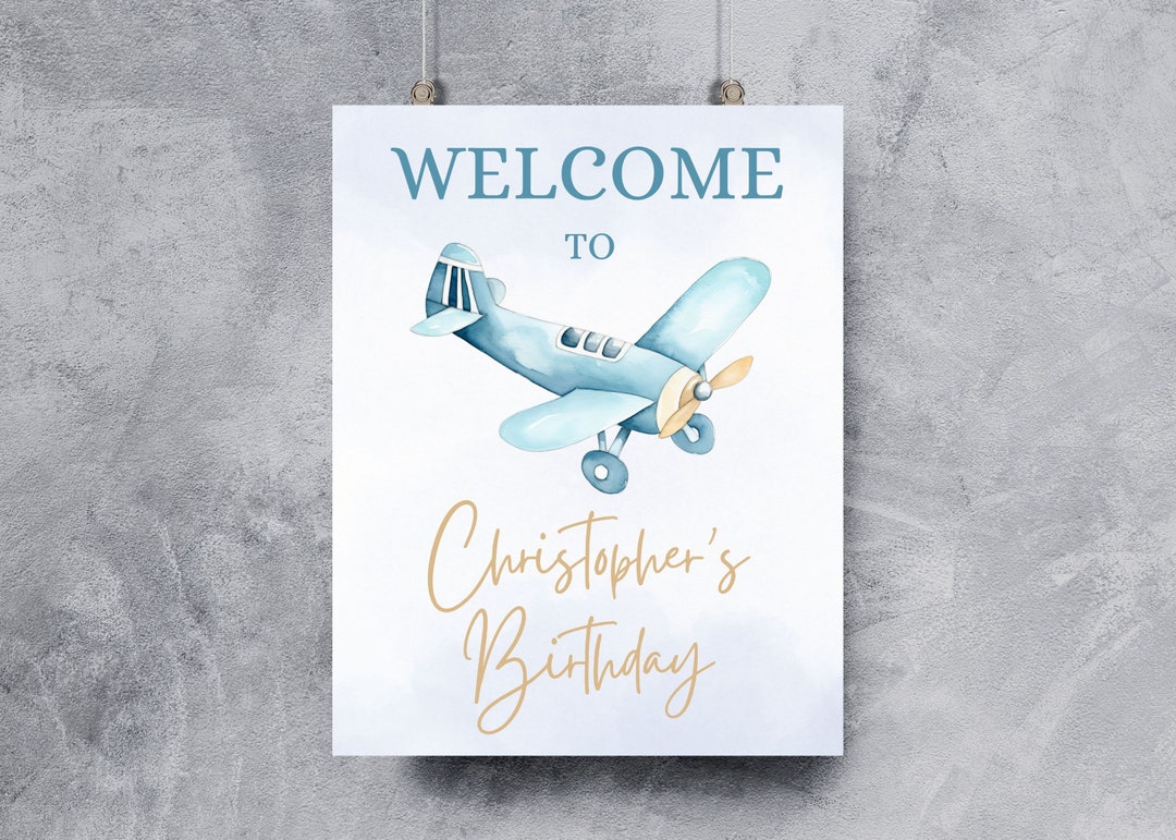 Editable Airplane Birthday Welcome Sign-birthday Welcome Sign Airplane ...