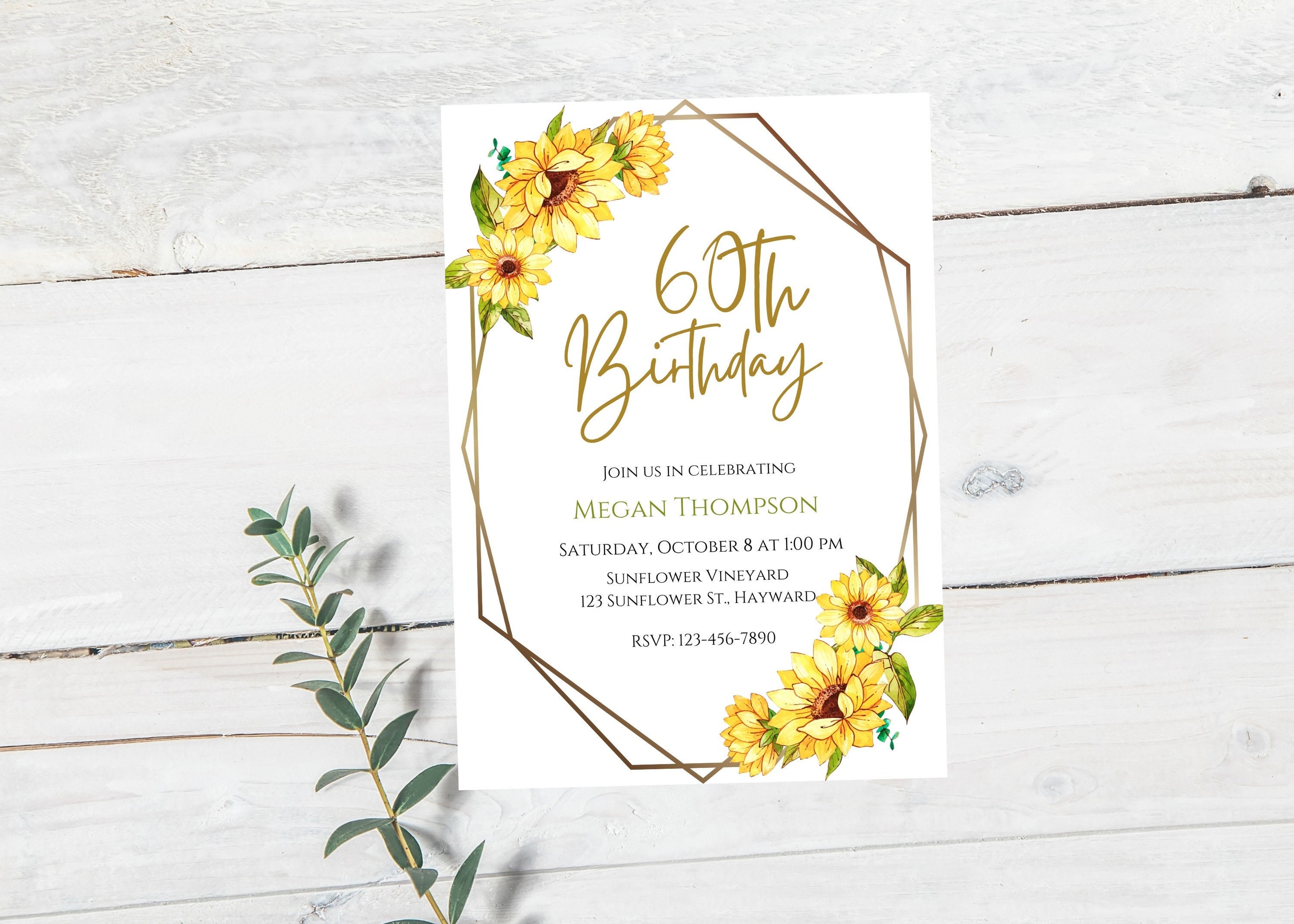 Sunflower Birthday Invitation-sunflower Party Invite-any Age Invite ...