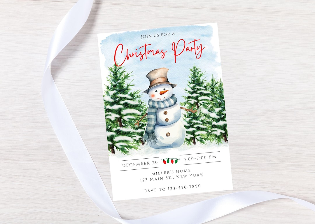 Editable Snowman Christmas Party Invitation-holiday Party Invitation ...