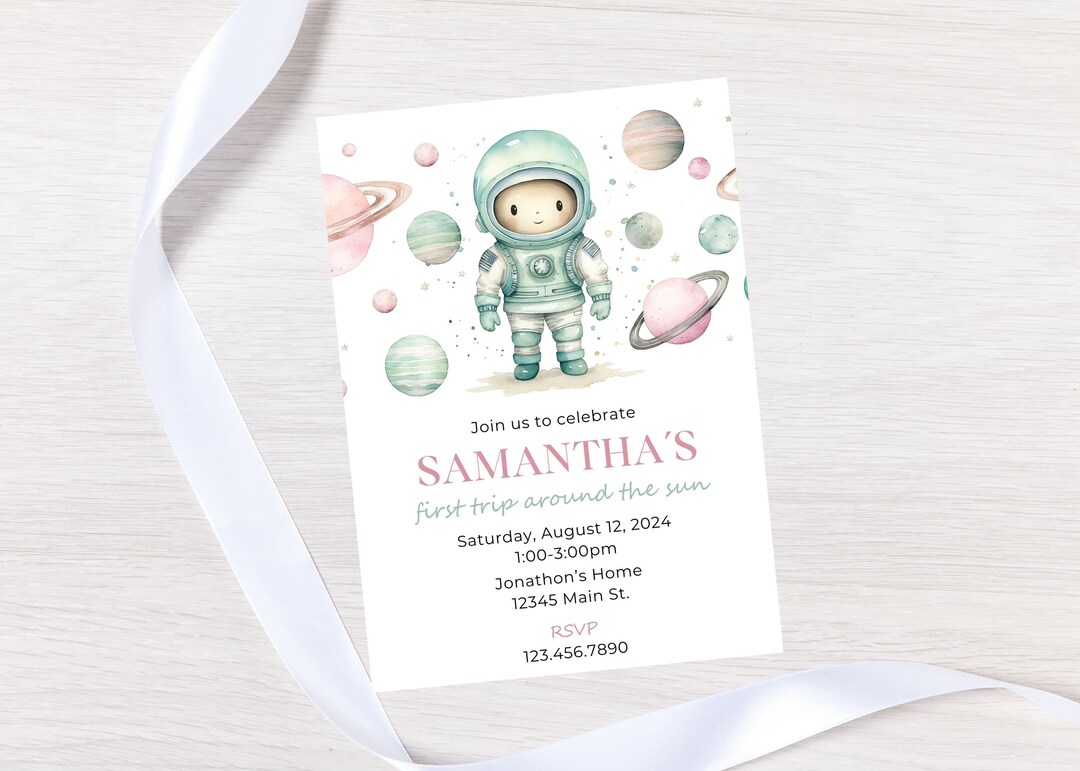 Editable Planet Birthday Invitation Template-astronaut Birthday Invite ...