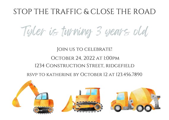 Invitations Blippi Construction birthday invitation-digital download ...