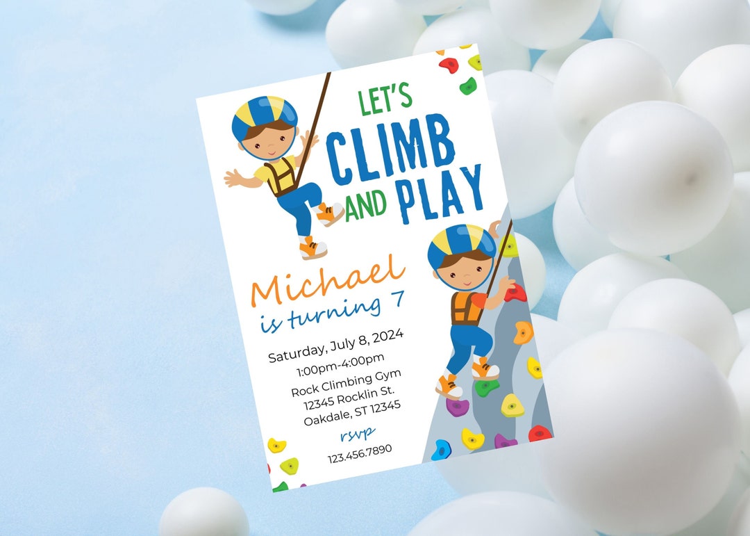 Editable Rock Climbing Birthday Invitation-rock Climb Invite-instant ...