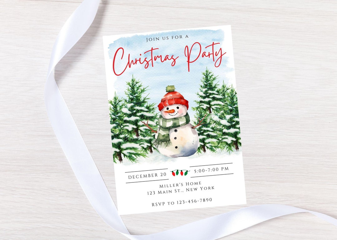 Editable Snowman Christmas Party Invitation-snowman Party Invitation ...