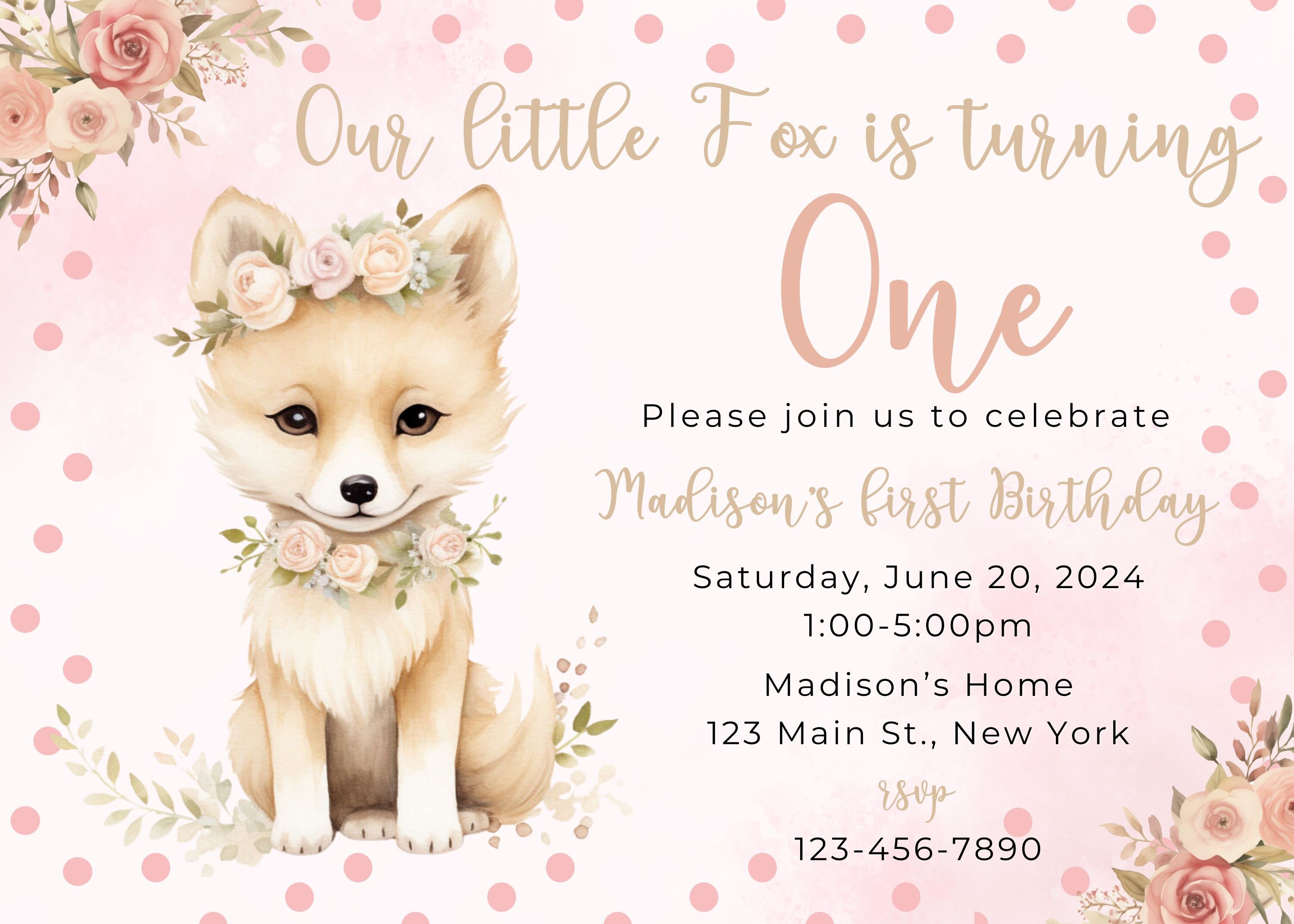 Fox Birthday Invitation Template-fox Party Invite-woodland Animal ...