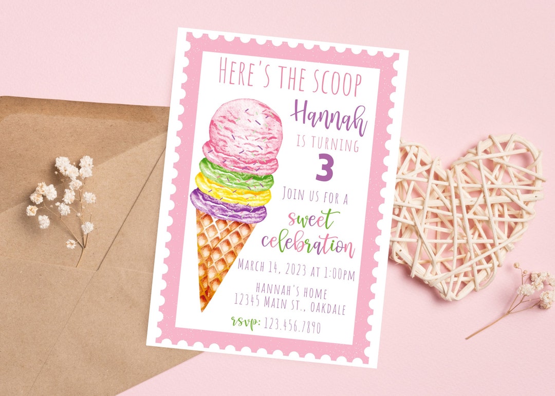 Heres the Scoop Birthday Invitation-two Sweet-ice Cream Birthday Party ...