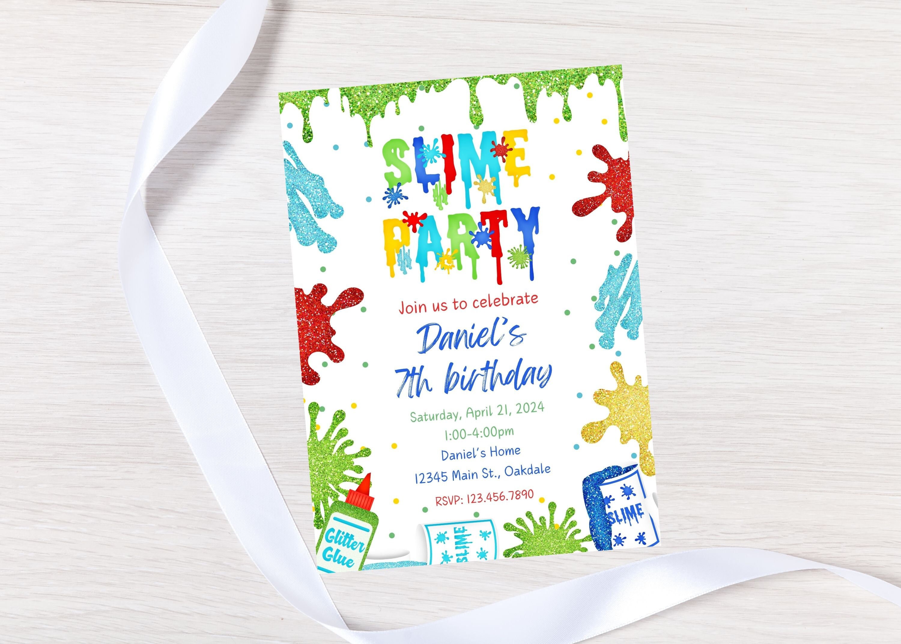 Editable Slime Birthday Party Invitation Template Slime Birthday ...