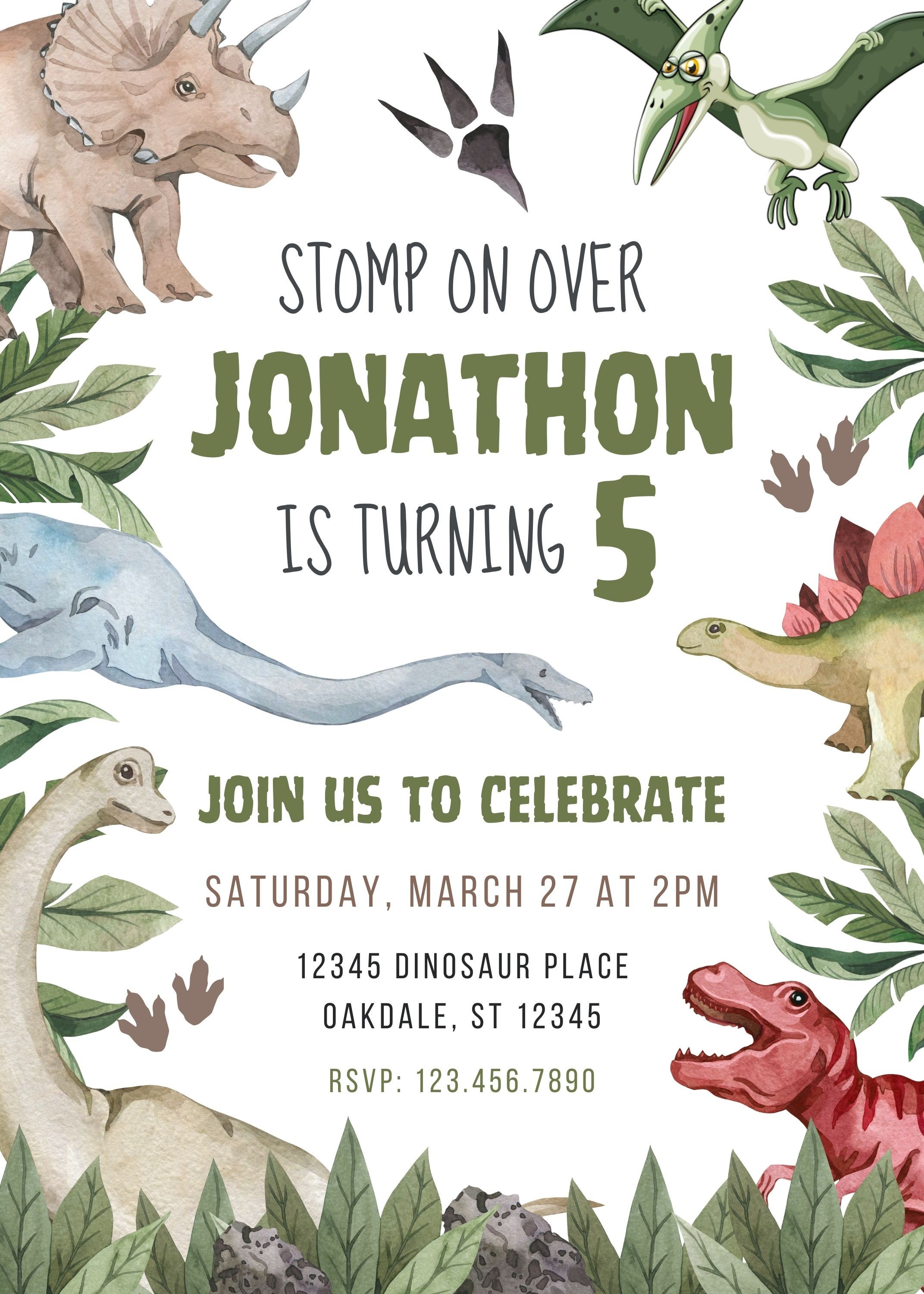 Dinosaur Invitation-dinosaur Birthday Invite-dinosaur Invitation ...