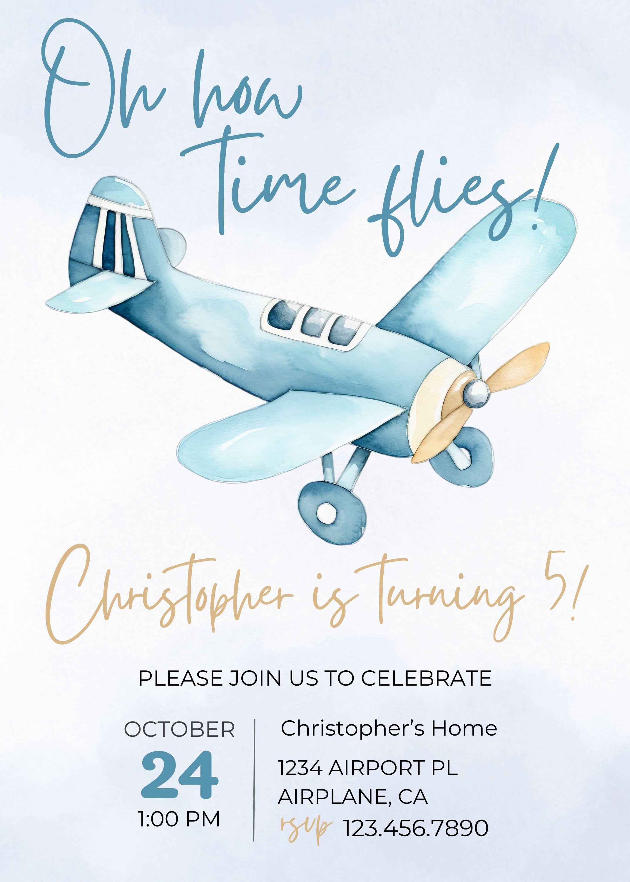 Editable Airplane Birthday Invitation-plane Birthday Invite-instant ...
