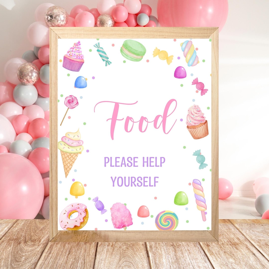 Pink Candy Theme Birthday Table Sign-instant Download - Etsy
