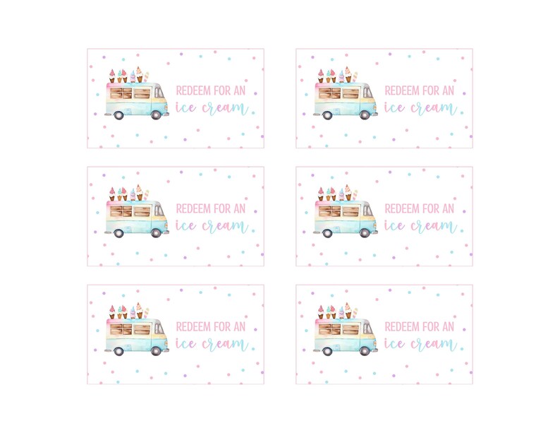 Editable Ice Cream Ticket Card, Ice Cream Truck Party, Sundae Theme ...