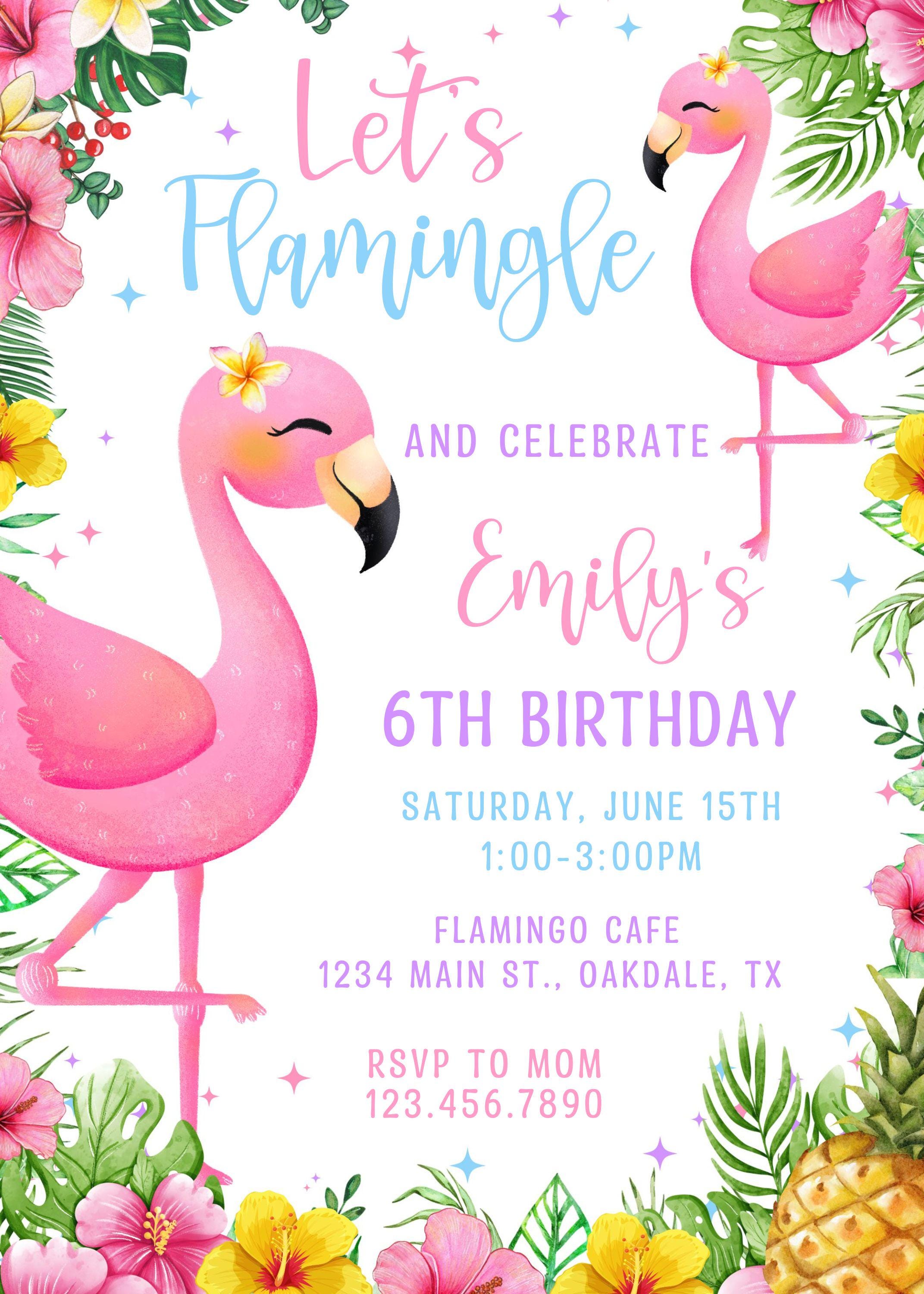 Editable Flamingo Birthday Invitation Template-flamingo Party-pink ...