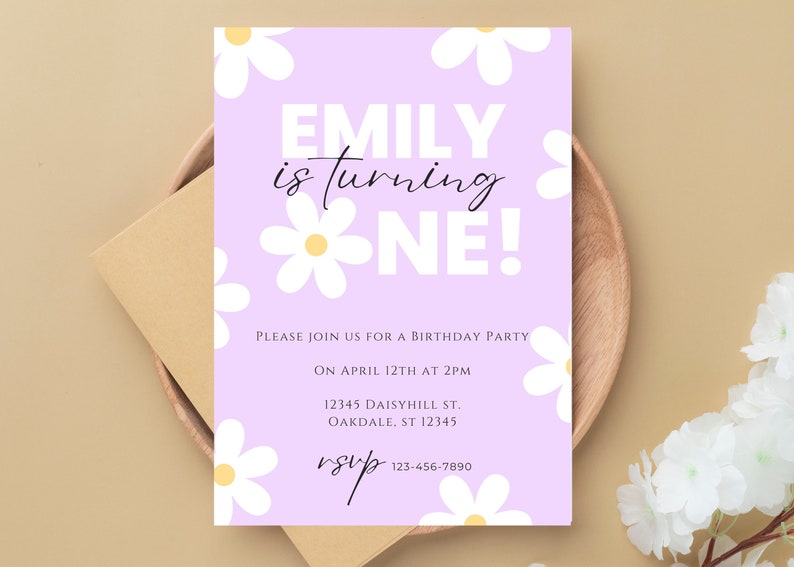 Daisy Birthday Invite Template-daisy First Birthday Invite-instant ...