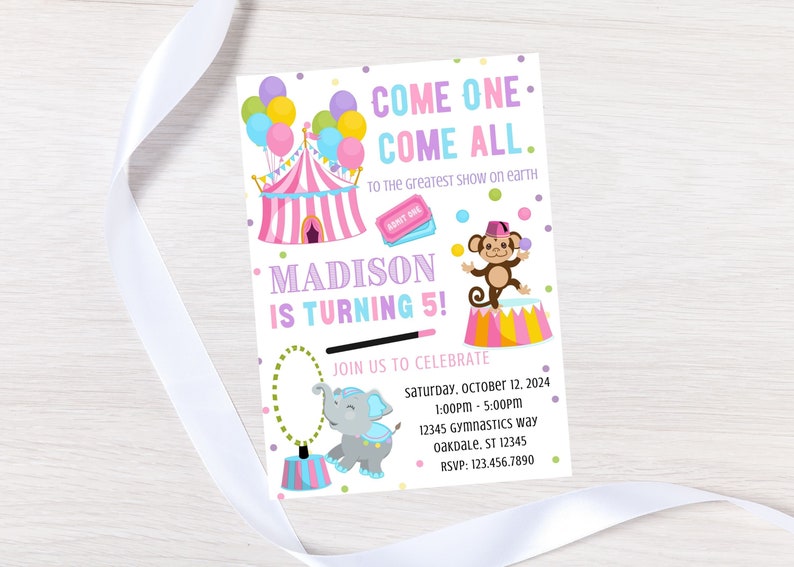 Editable Circus Birthday Invitation Template-carnival Circus Invite ...
