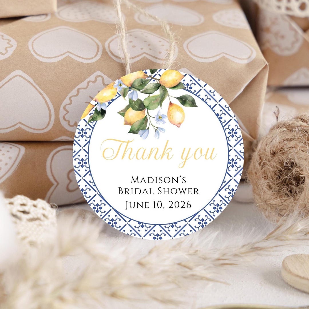 Lemon Bridal Shower Favor Tags-lemon Favor Tag Template-citrus Thank ...
