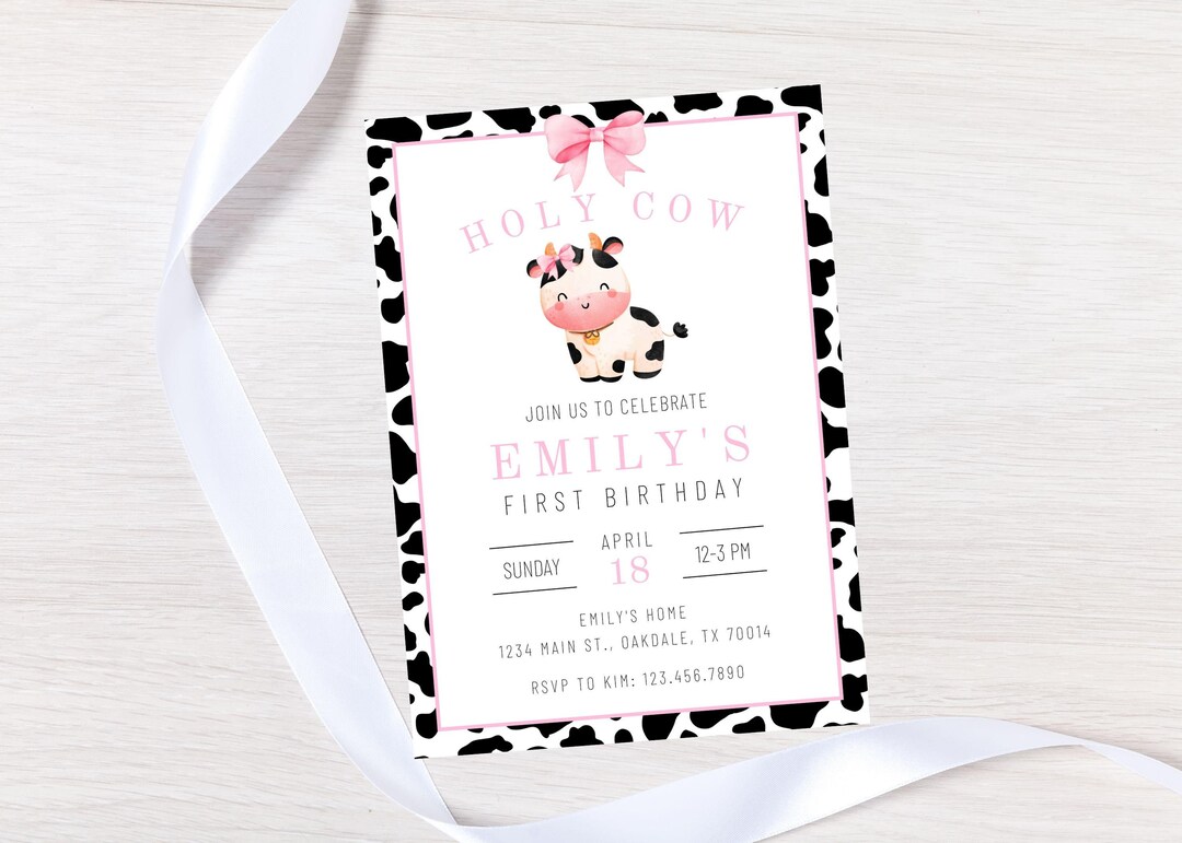 Cow Birthday Invitation Template-instant Download - Etsy