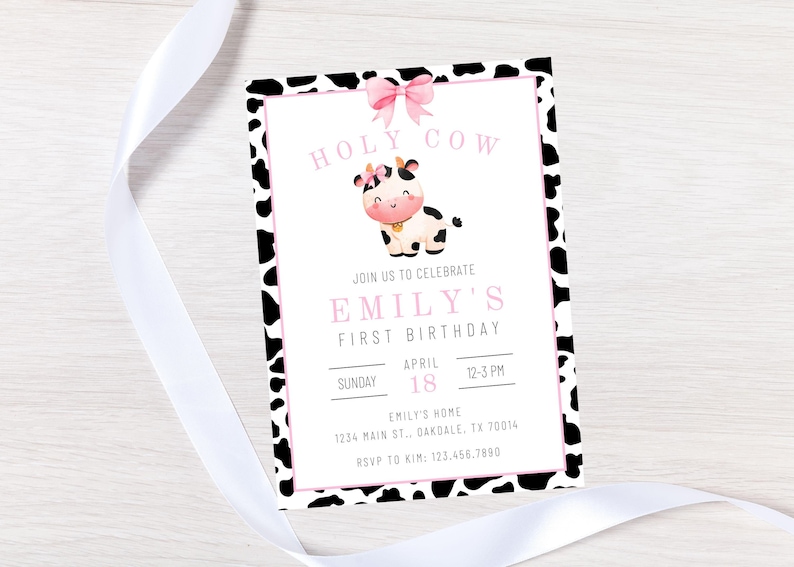 Cow Birthday Invite Template-cow Invitation-cow Birthday Invitation ...