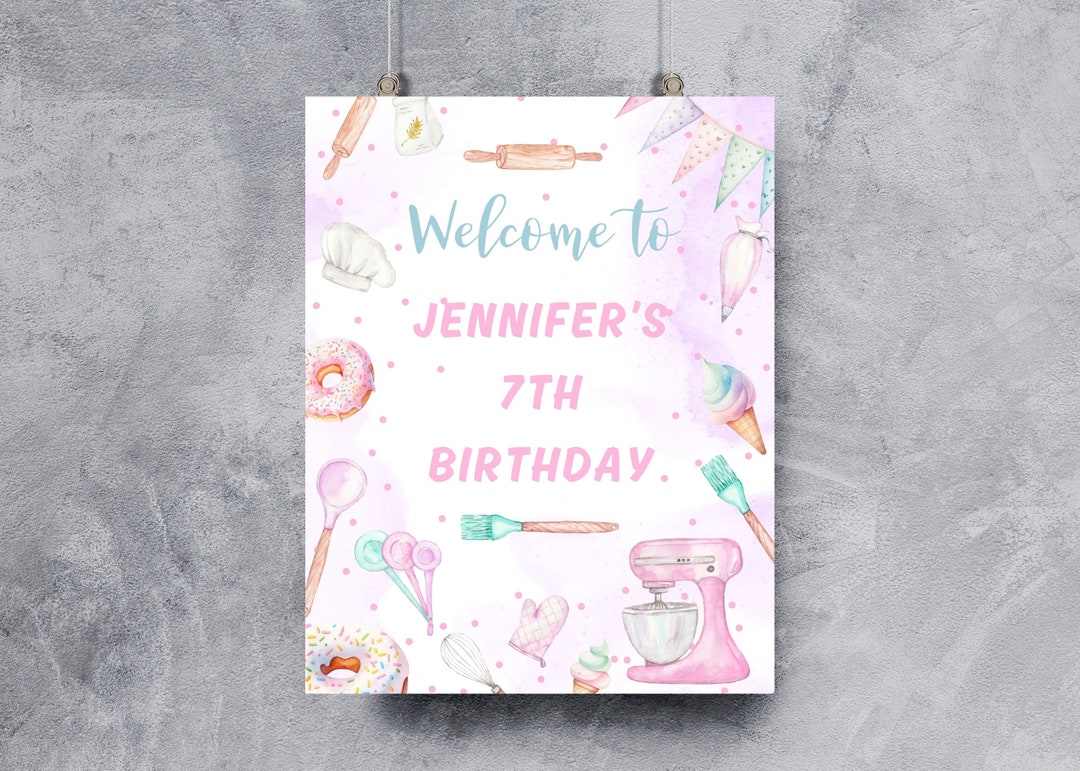 Editable Baking Birthday Welcome Sign Template-birthday Welcome Sign ...