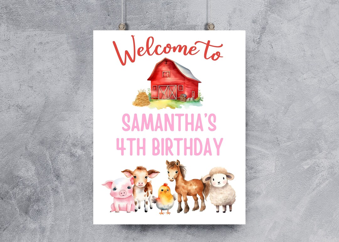 Editable Farm Birthday Welcome Sign-birthday Welcome Sign-instant ...
