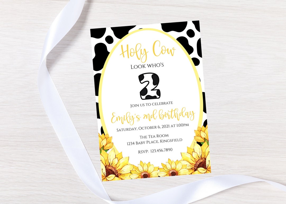 Cow Birthday Invite Template-cow Invitation-cow Birthday Invitation ...