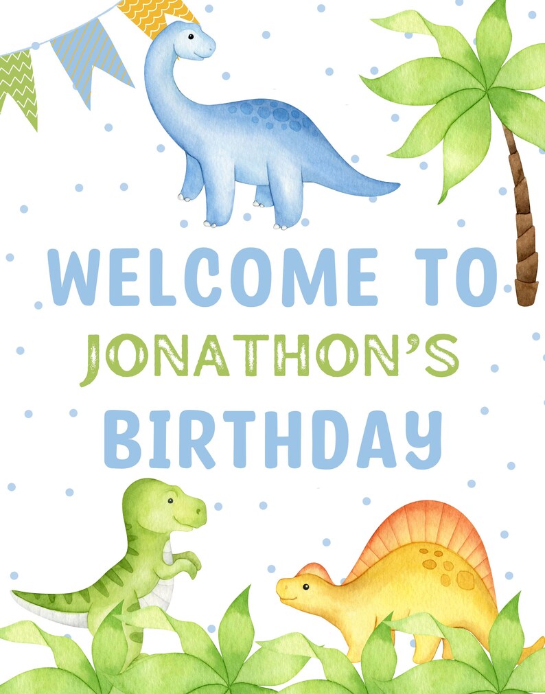Editable Dinosaur Birthday Welcome Sign-birthday Welcome Sign-instant ...