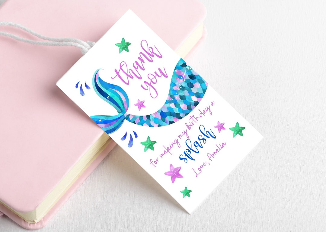 Mermaid Birthday Favor Tags-mermaid Gift Tag Template-editable-instant ...