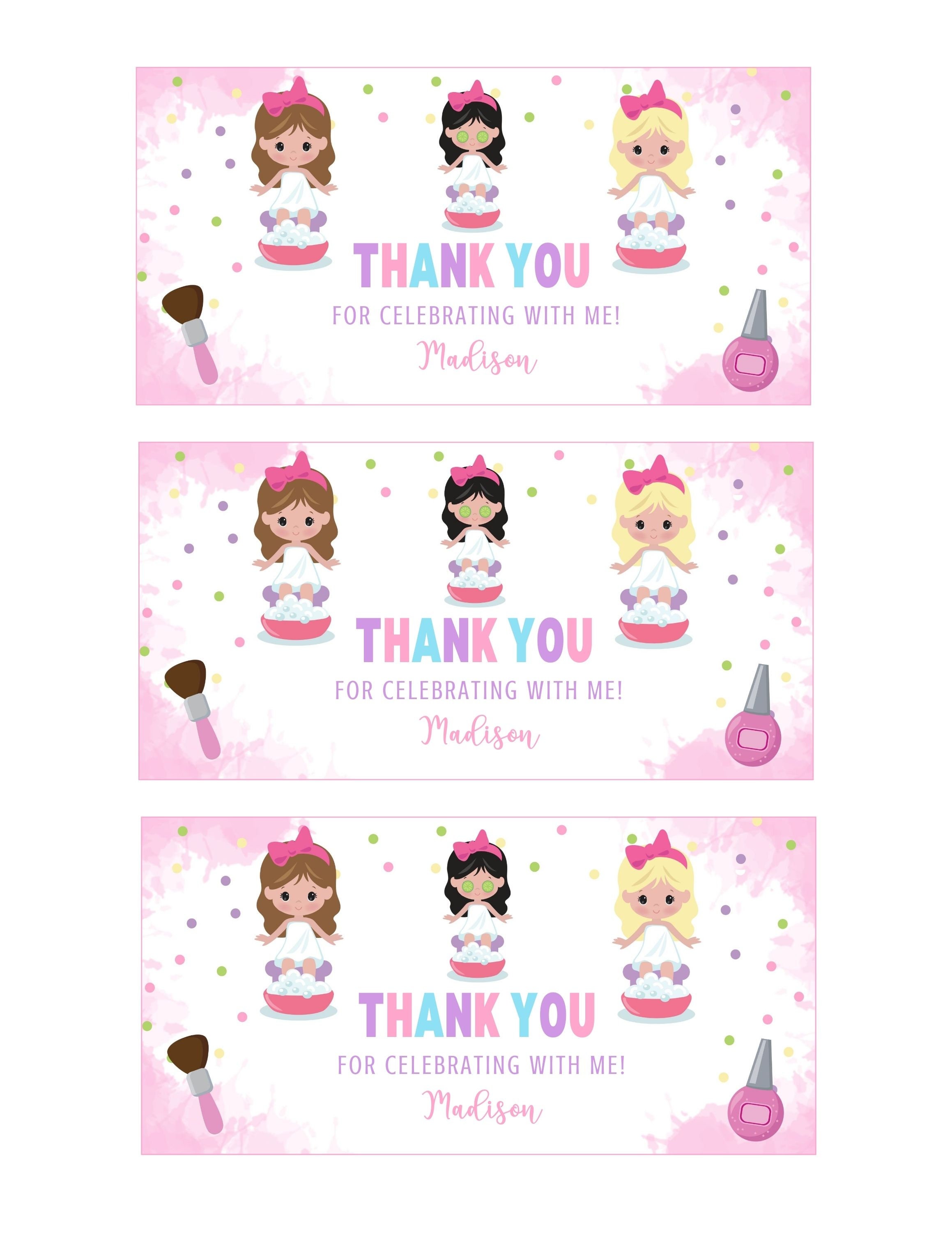 Editable Spa Birthday Gable Label Printables Pamper Party Gift Labels ...