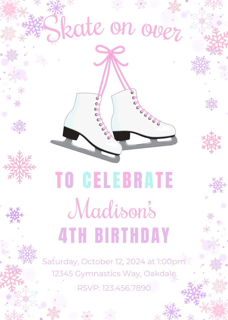 Editable Ice-skating Birthday Invitation-instant Download - Etsy