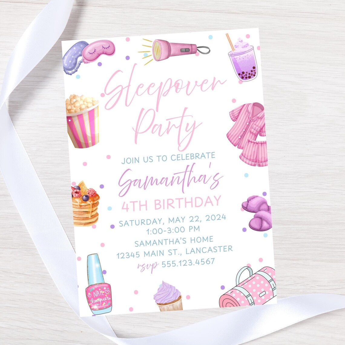 Editable Sleep Over Birthday Invitation-slumber Party Invite-pamper ...
