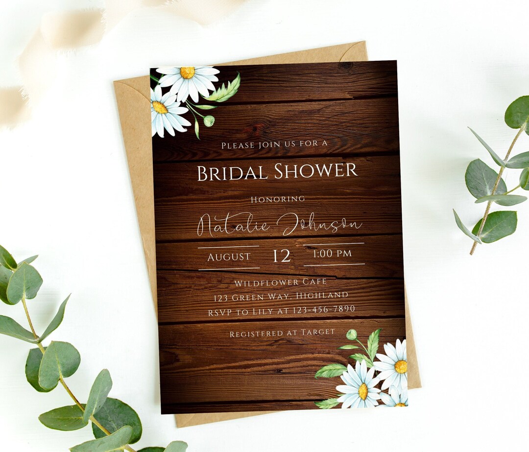 Daisy Bridal Shower Invite Template-rustic Daisy Invite-bridal Shower ...