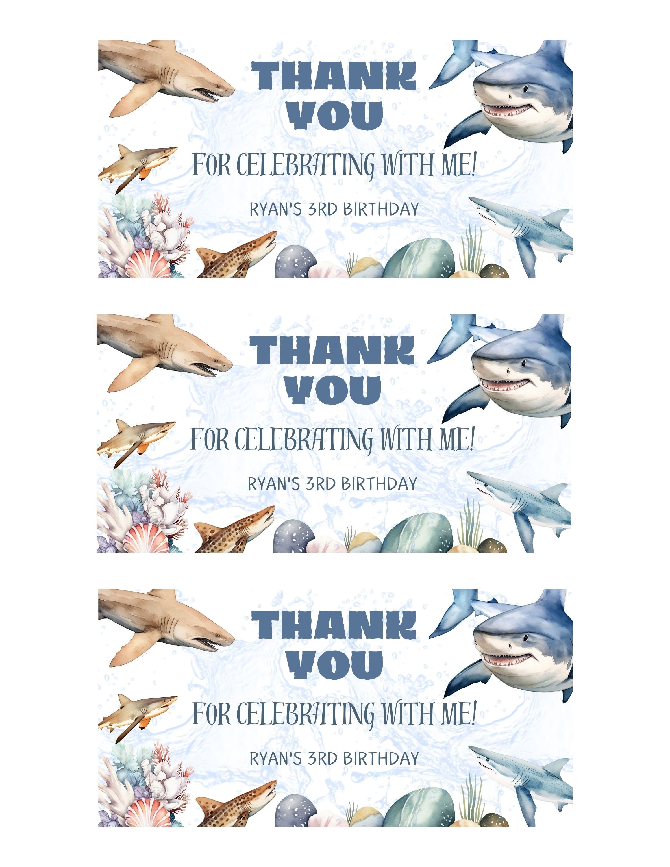 Editable Shark Birthday Party Favor Box Label Printables Shark Party ...