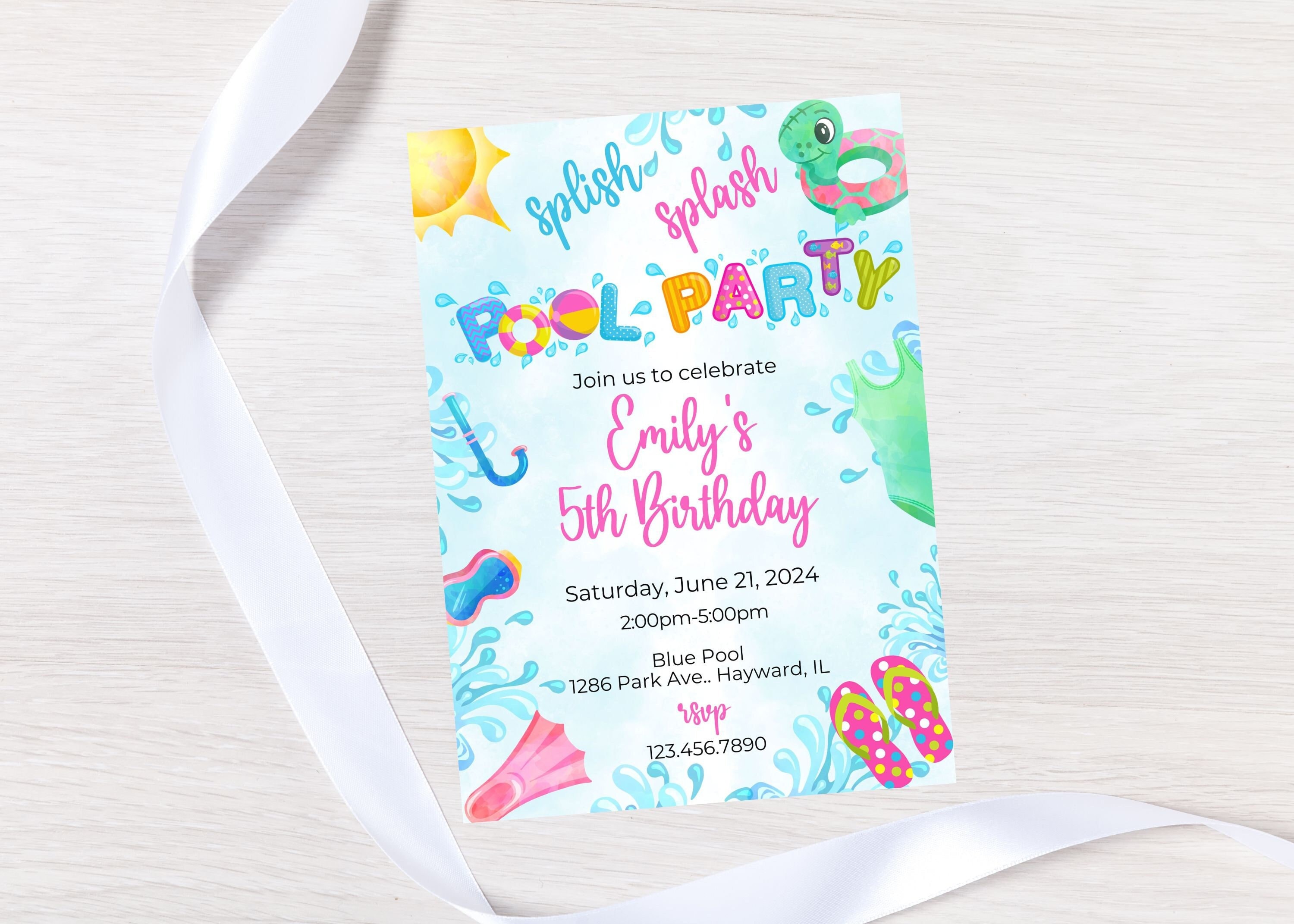 Editable Pool Party Birthday Invitation Template-pool Party Invite-pool ...