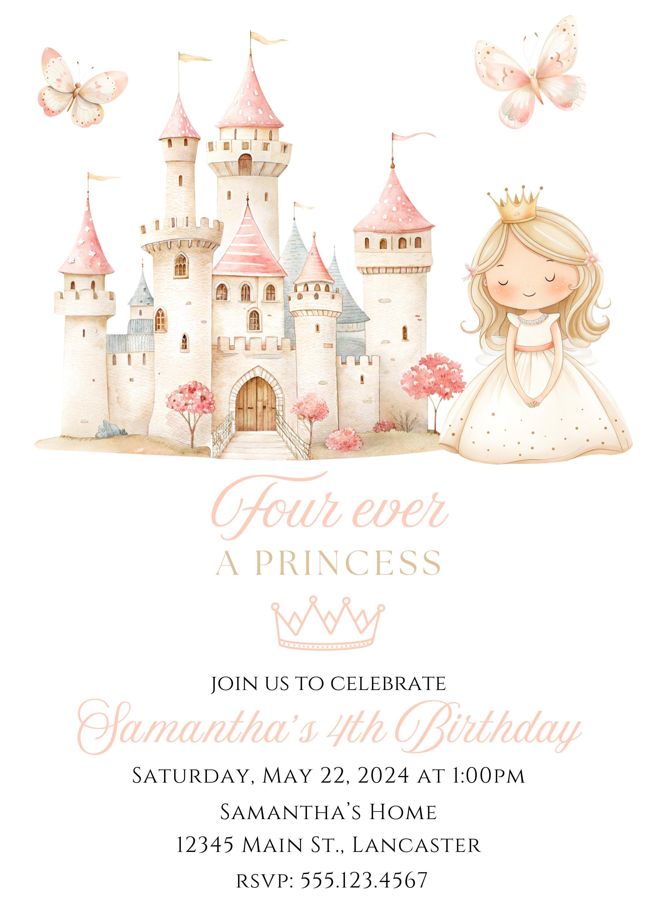 Princess Castle Birthday Invitation Template-four Ever a Princess ...