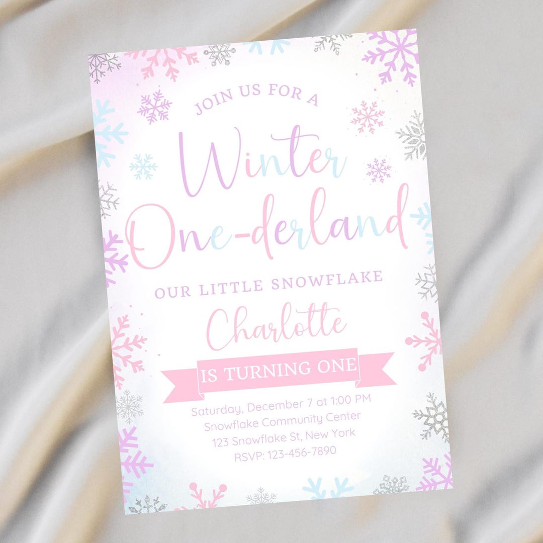Editable Snowflake Birthday Invitation-winter Wonderland Birthday ...