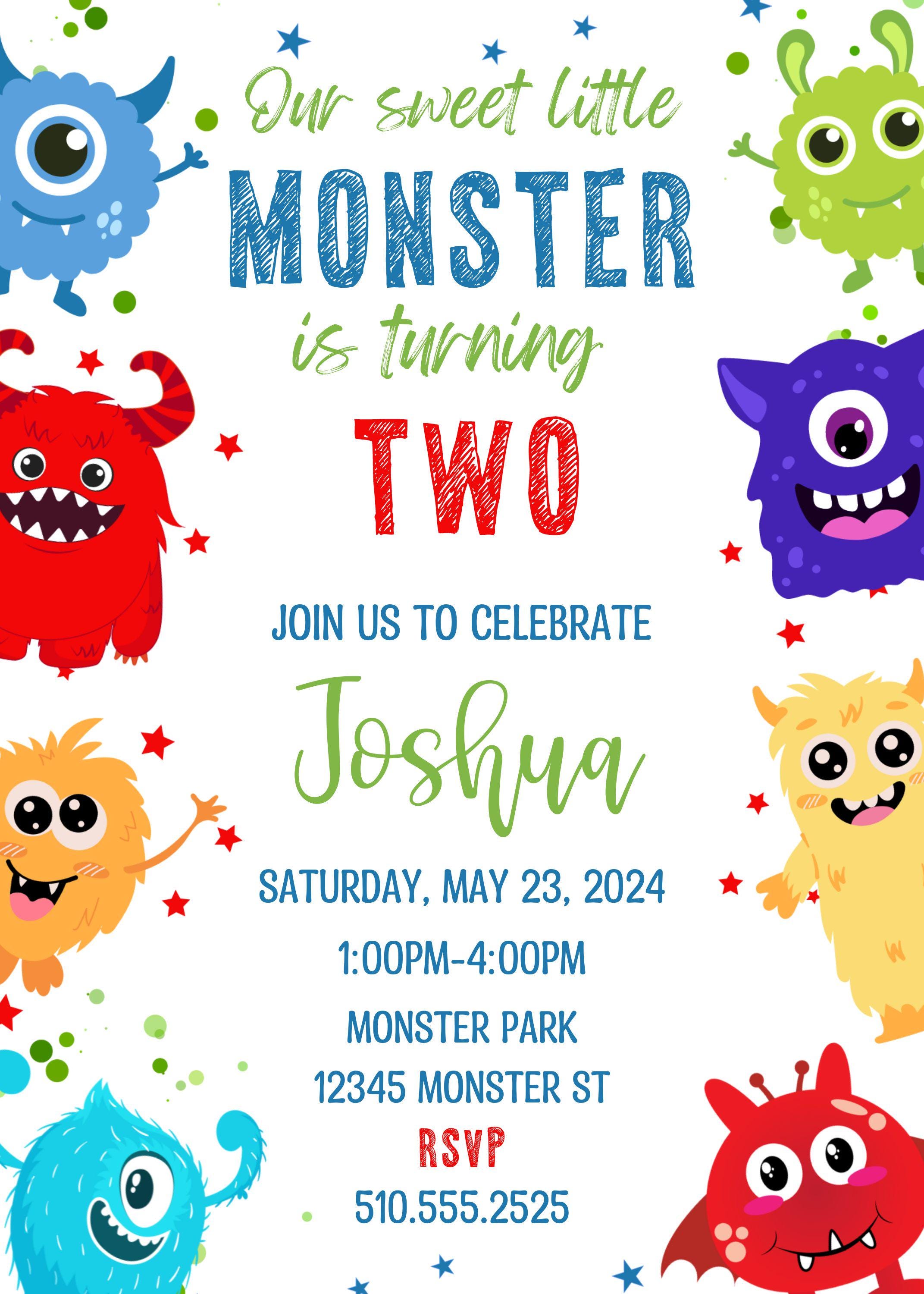 Editable Monster Birthday Invitation-monster Party Invite-instant ...