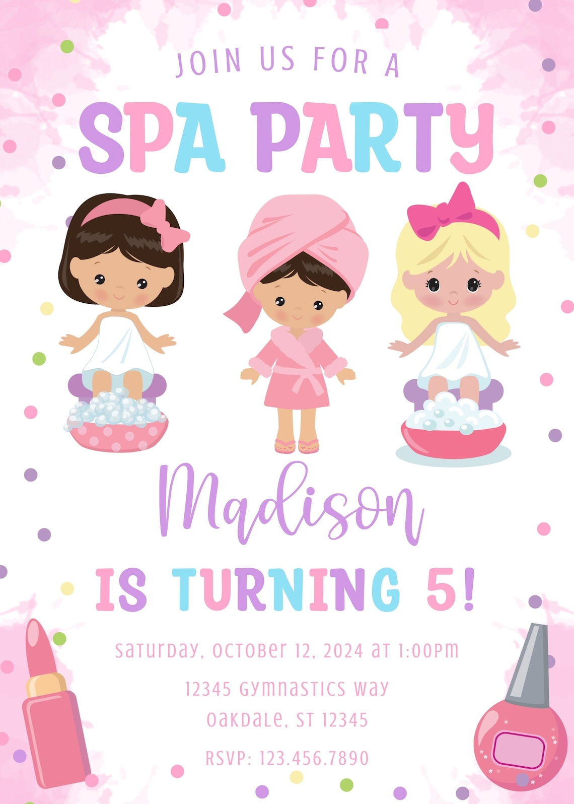 Editable Spa Birthday Invitation Template-spa Day Invite-pamper Party ...
