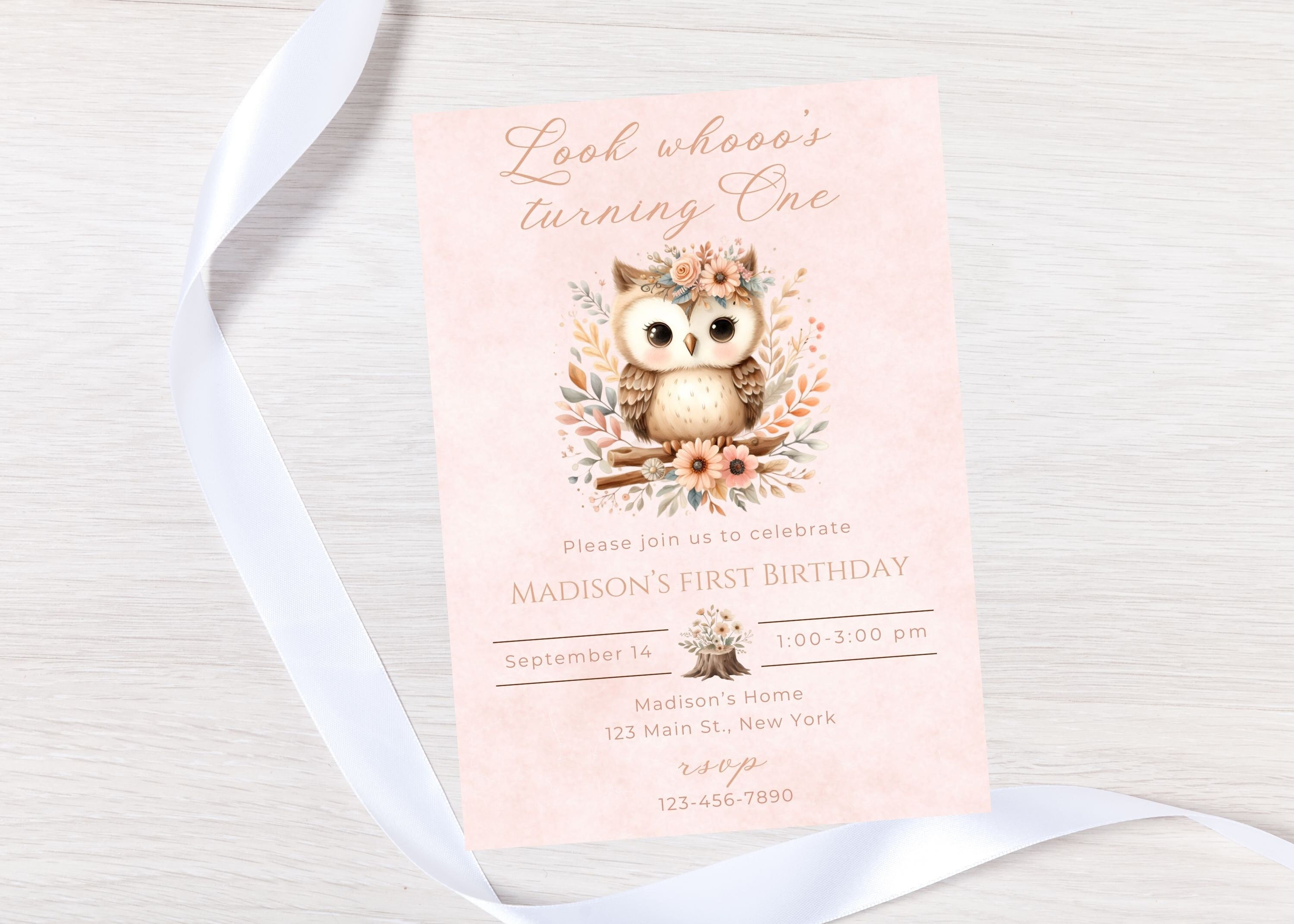 Editable Owl Birthday Invitation Template-owl Birthday Invite Digital ...