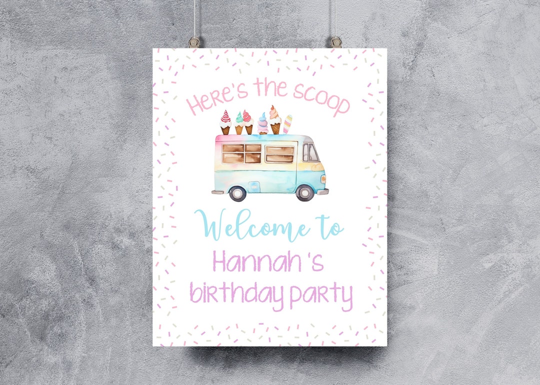 Editable Heres the Scoop Birthday Welcome Sign Template-birthday ...