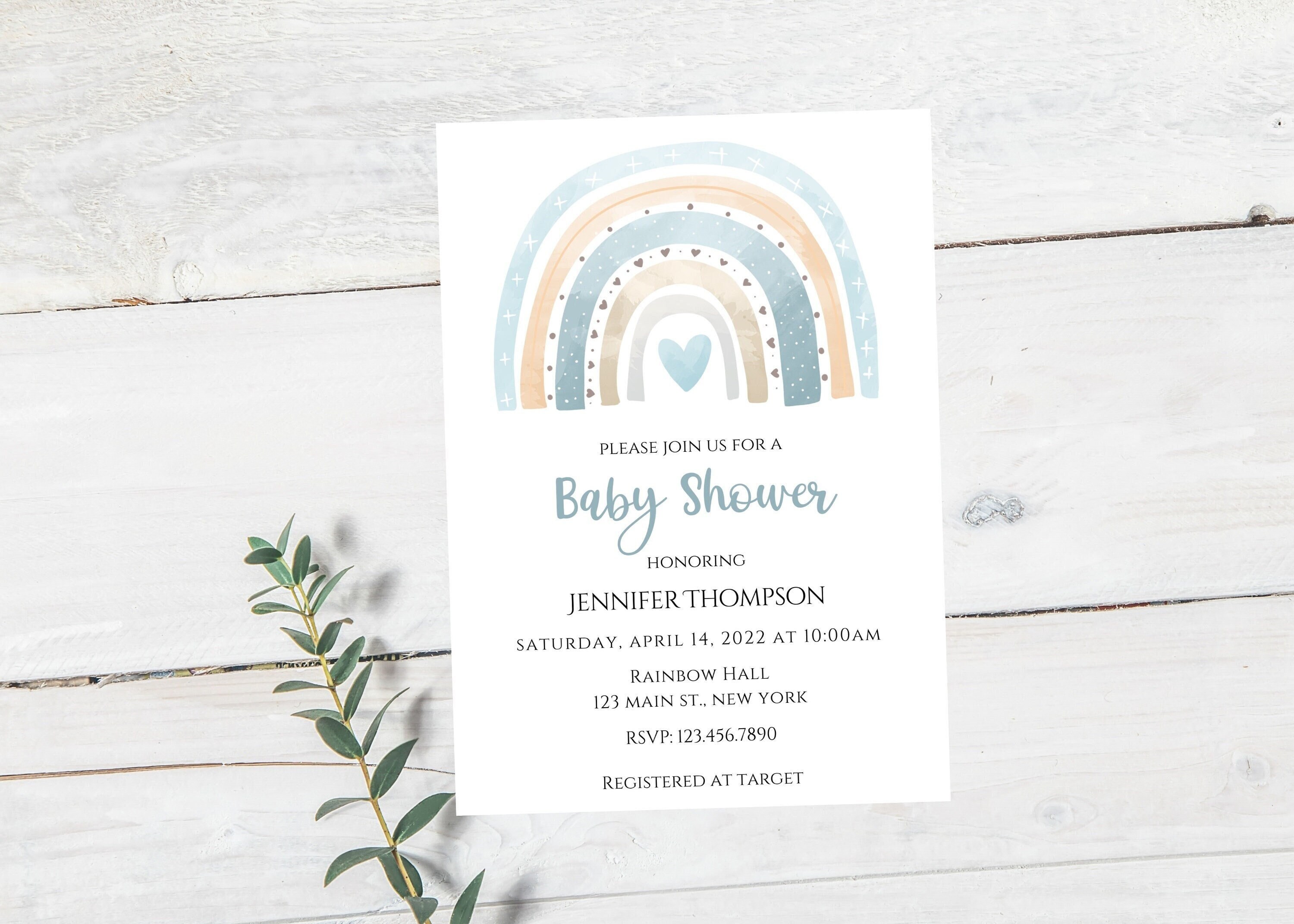 Editable Rainbow Baby Shower Invitation Template-baby Shower Invite ...