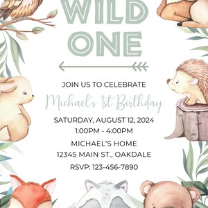 Editable Woodland Animal Birthday Invitation-animal Birthday Invitation ...