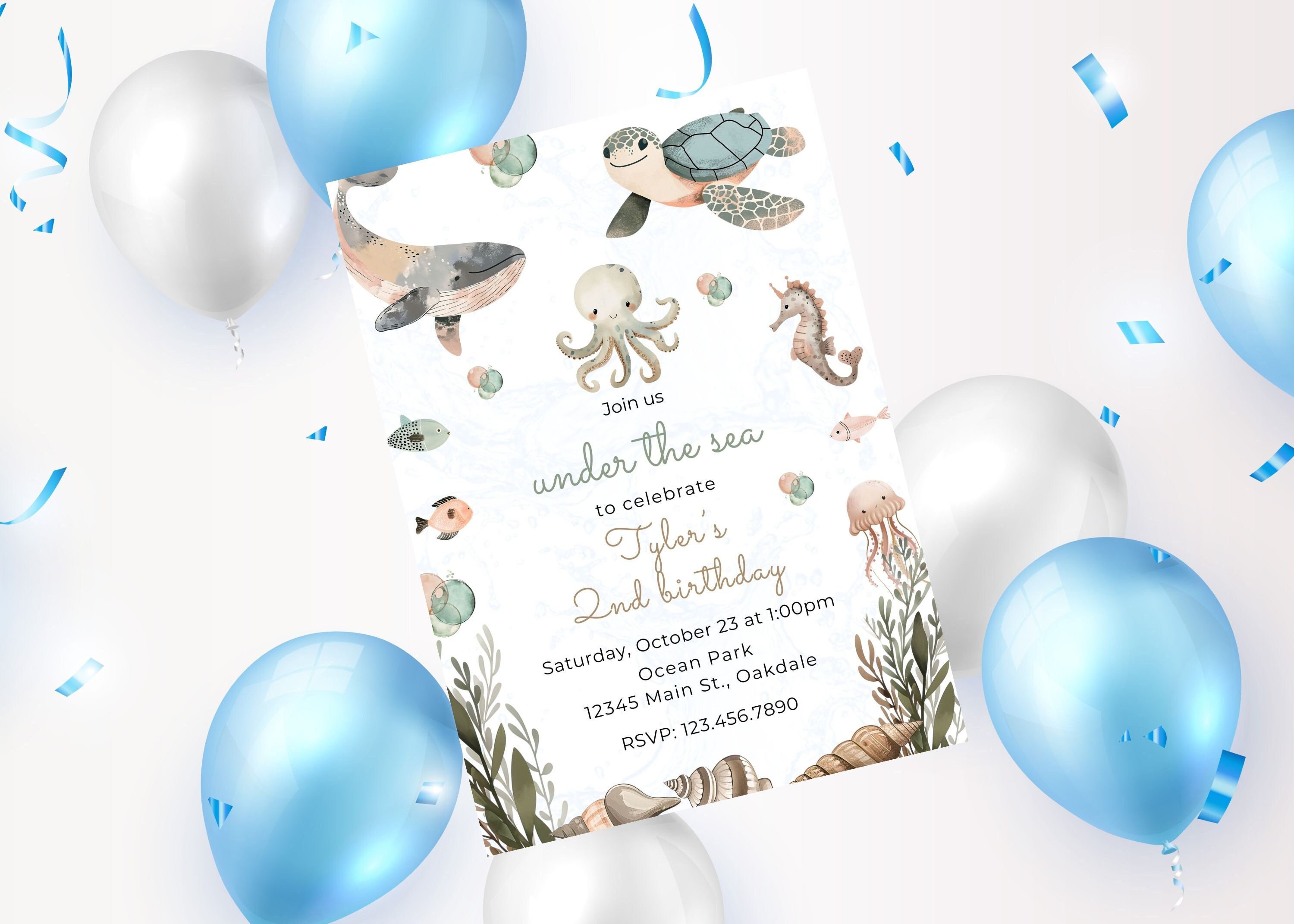 Editable Under the Sea Birthday Invitation-under the Sea Invite-ocean ...