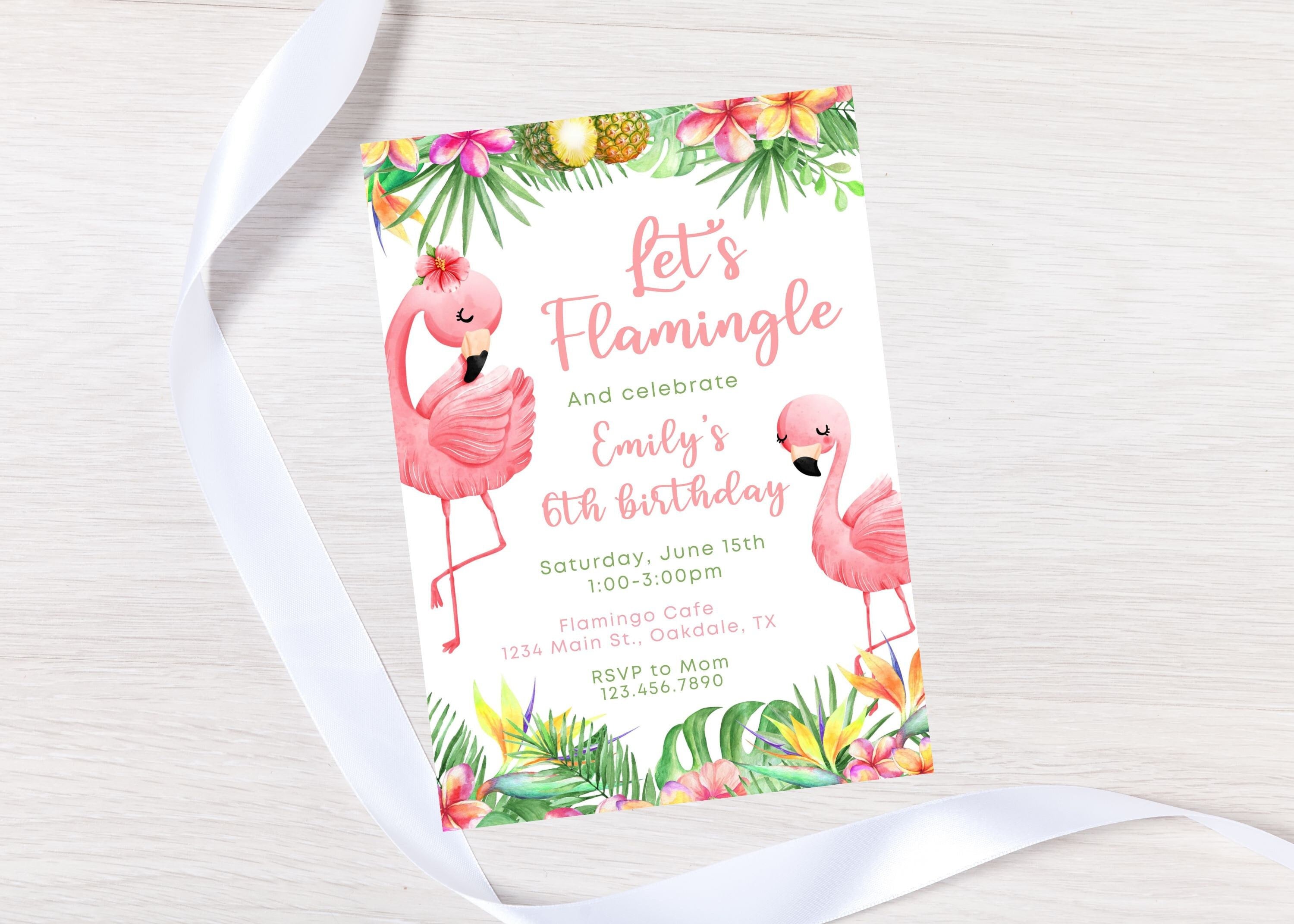 Editable Flamingo Birthday Invitation-pink Flamingo Invite-instant ...