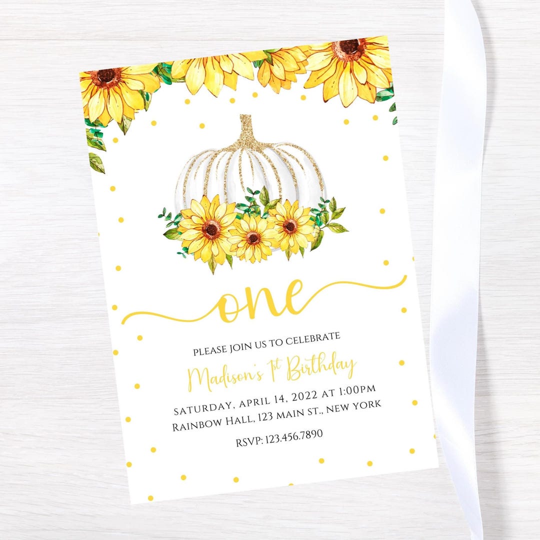 Editable Sunflower First Birthday Invitation Template-sunflower Party ...