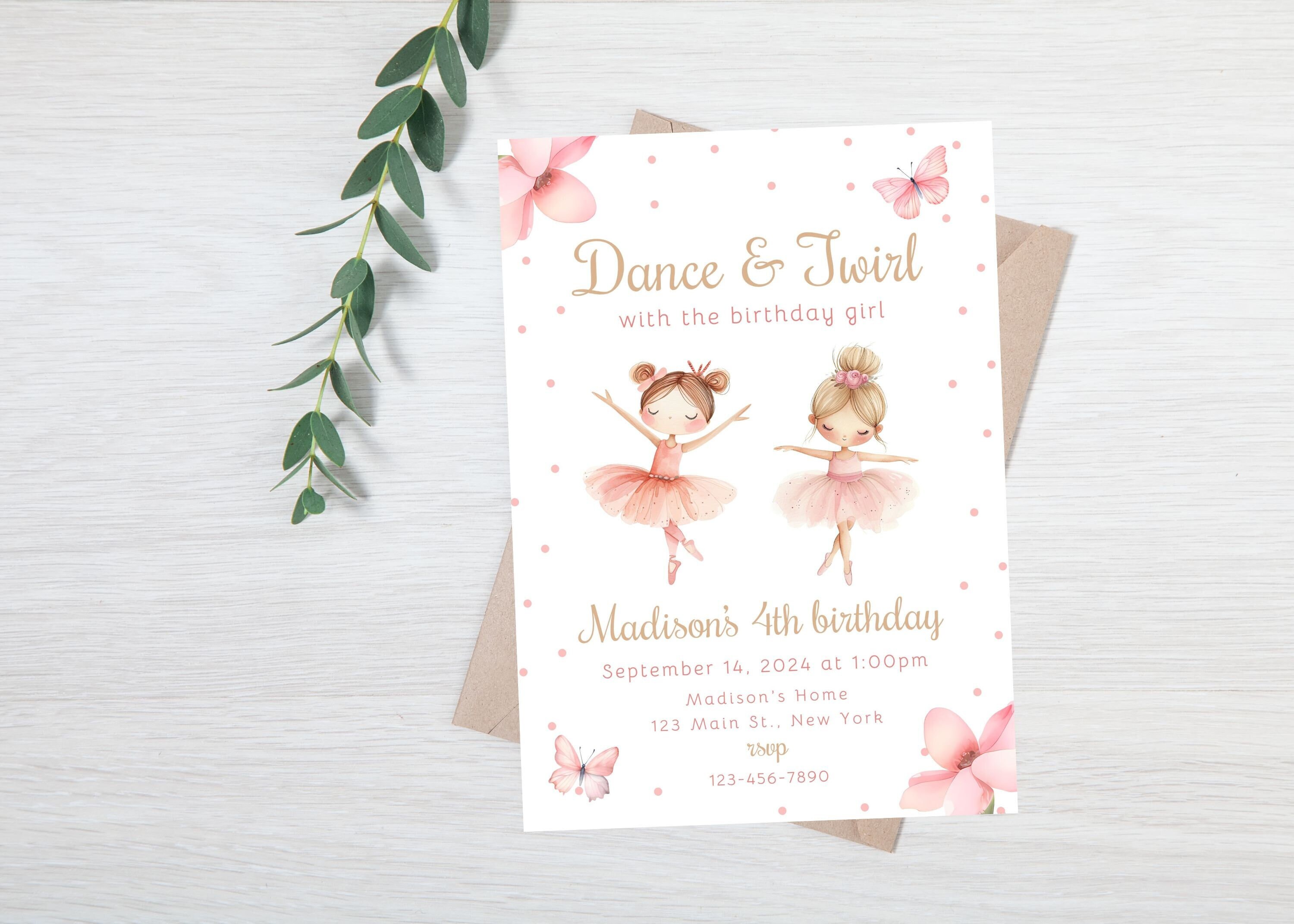 Editable Ballerina Birthday Invitation Template-ballerina Invite-dance ...