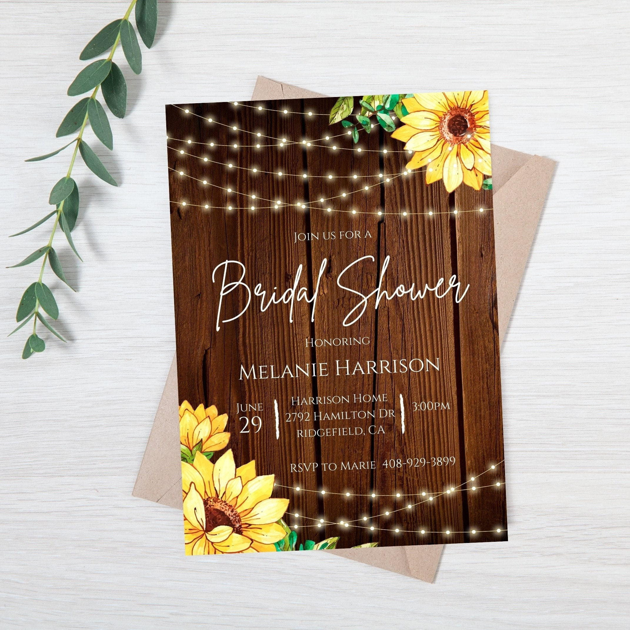 Editable Sunflower Bridal Shower Invitation Template-sunflower Bridal ...