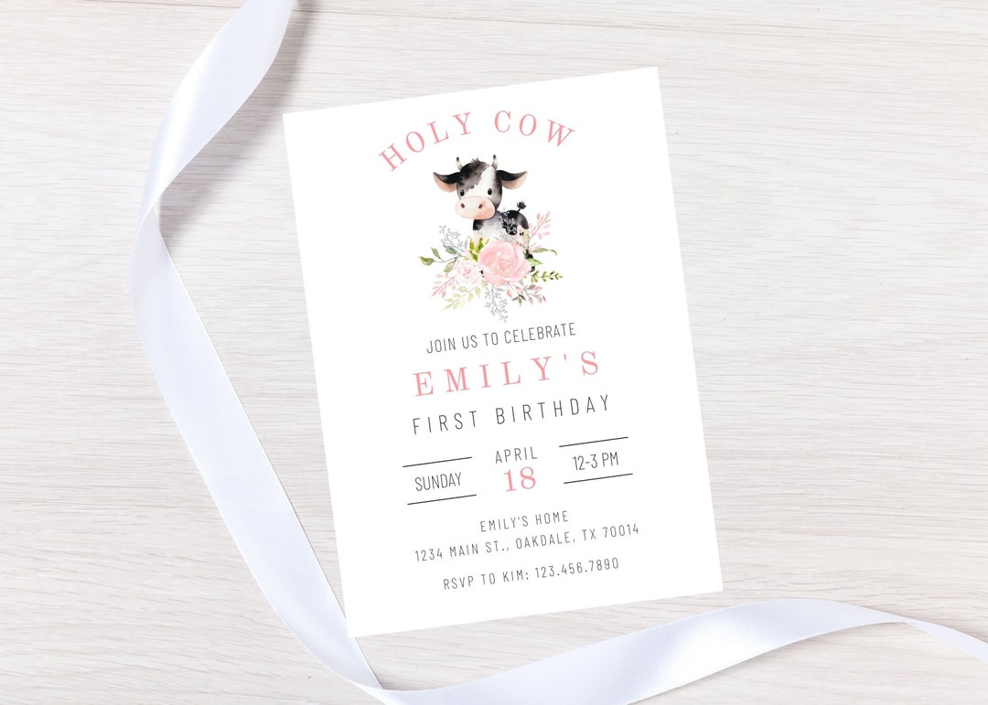 Cow Birthday Invite Template-cow Invitation-cow Birthday Invitation ...